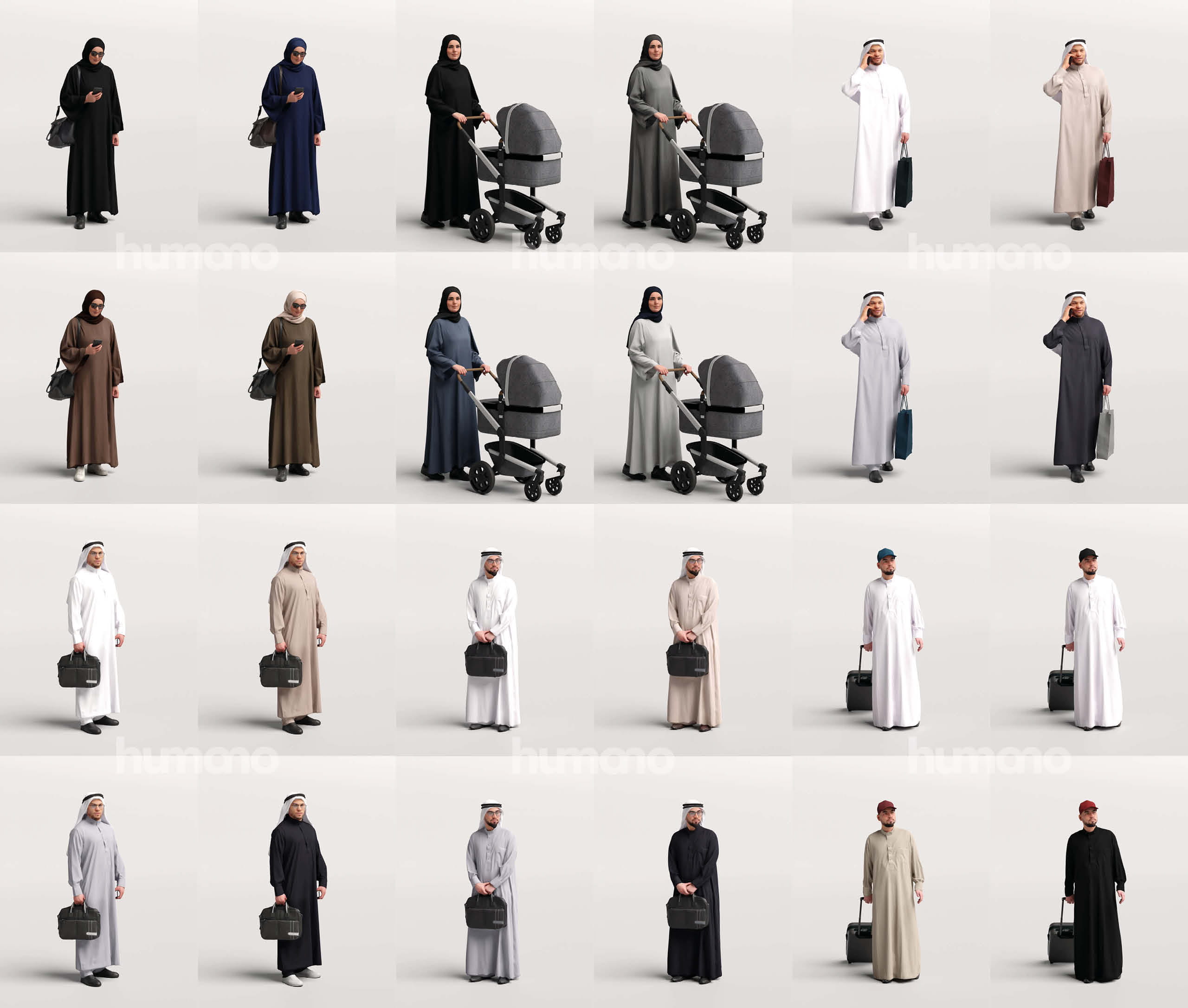 3d people Humano 2408 UAE Qatar Mix 01 | Evermotion
