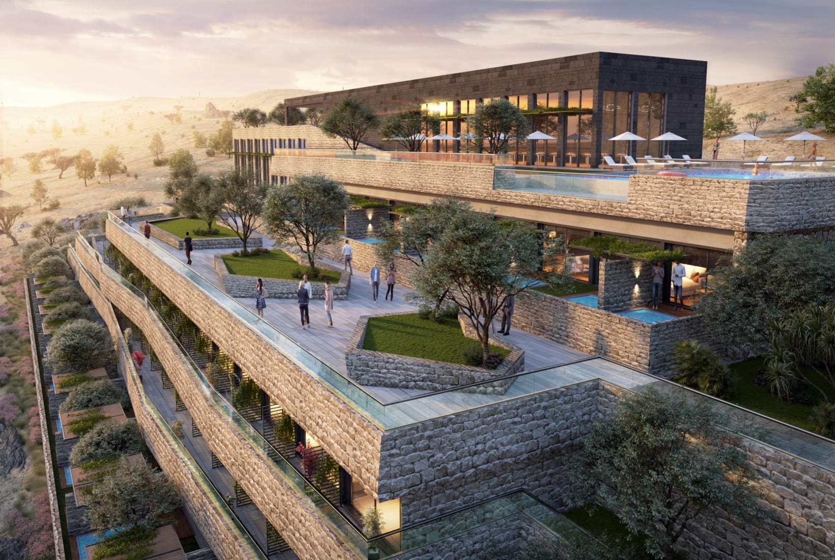 3D exterior visualization of a beautifully designed hotel - Project ...